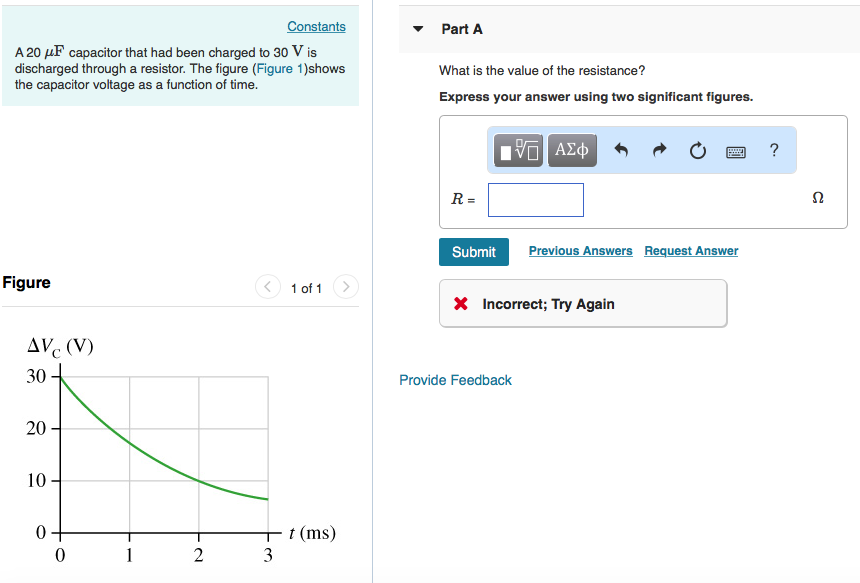 Solved Constants Part A A 20 ?F capacitor that had been | Chegg.com