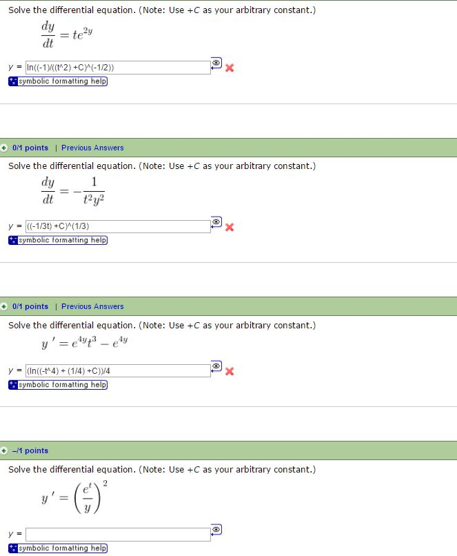 Solved Solve the differential equation. (Note: Use +C as | Chegg.com