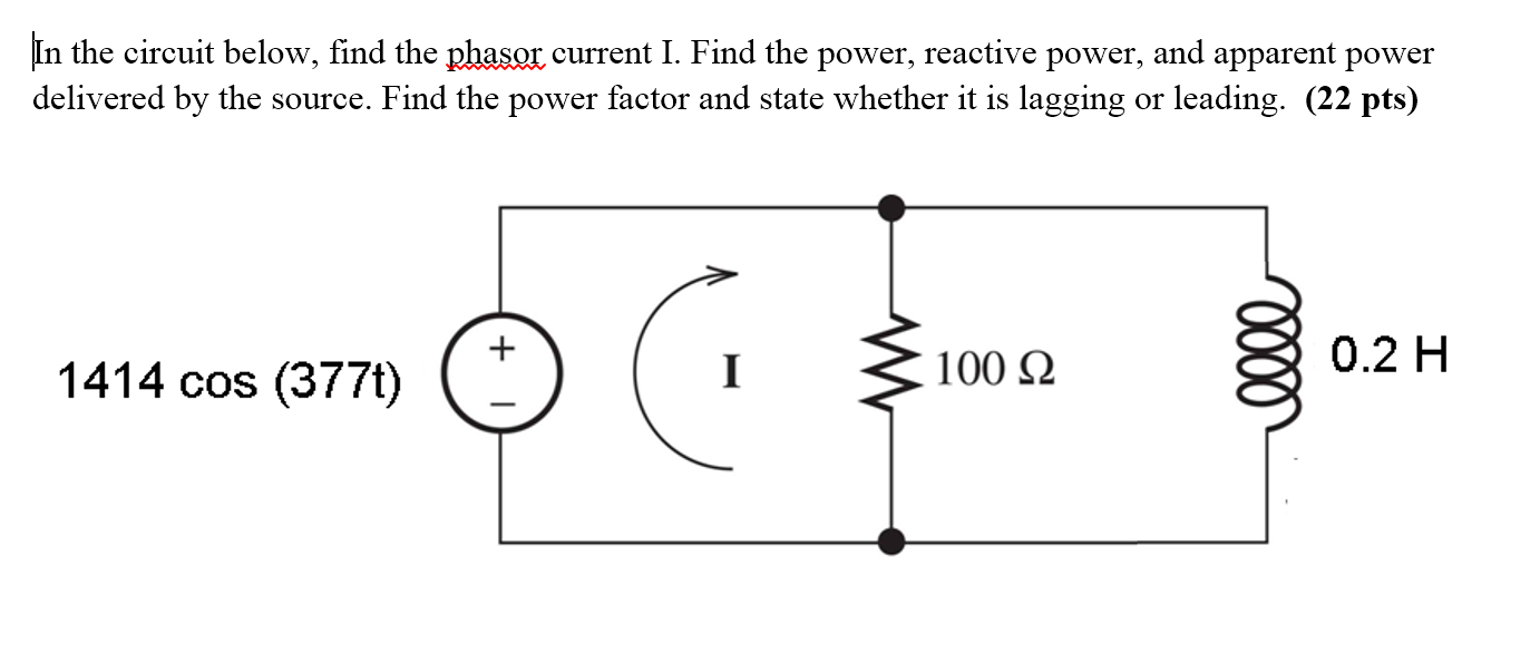 Solved I ln the circuit below, find the phasor current I. | Chegg.com