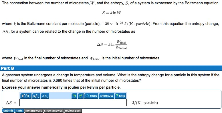 Solved The connection between the number of microstates, W, | Chegg.com