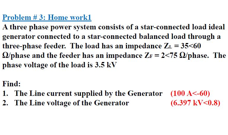 Solved A three phase power system consists of a | Chegg.com