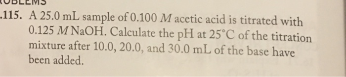 Solved A 25.0 mL sample of 0.100 M acetic acid is titrated | Chegg.com