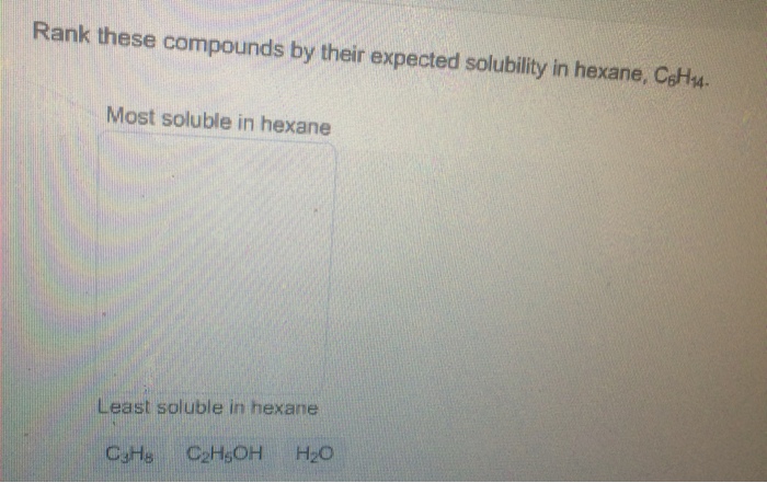Solved Rank these compounds by their expected solubility in | Chegg.com