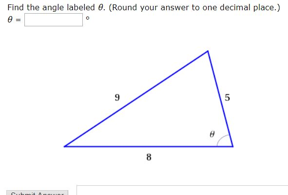 Solved Find the angle labeled θ. (Round your answer to one | Chegg.com