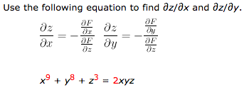 Solved Use the following equation to find partial z/partial | Chegg.com
