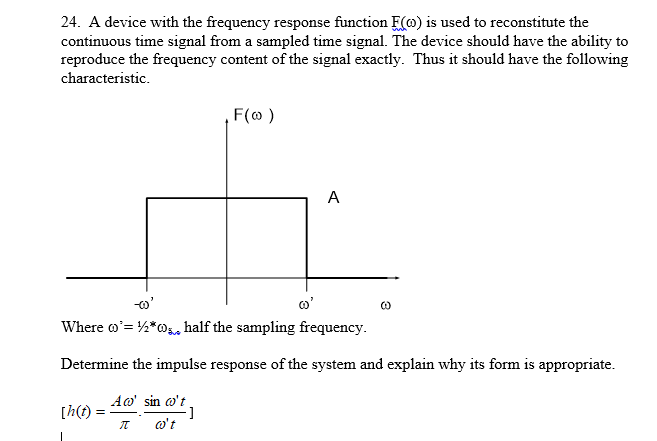 Solved 24. A device with the frequency response function is | Chegg.com