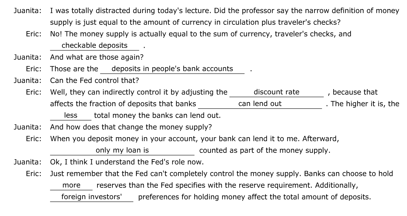 Solved The following is a dialogue between two economics | Chegg.com