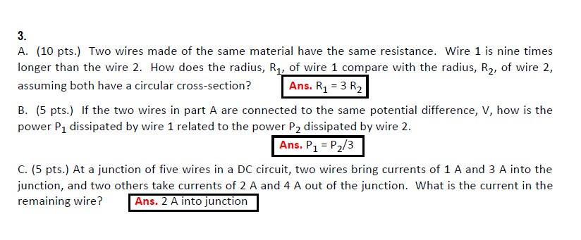 Solved 3. A. (10 pts.) Two wires made of the same material | Chegg.com