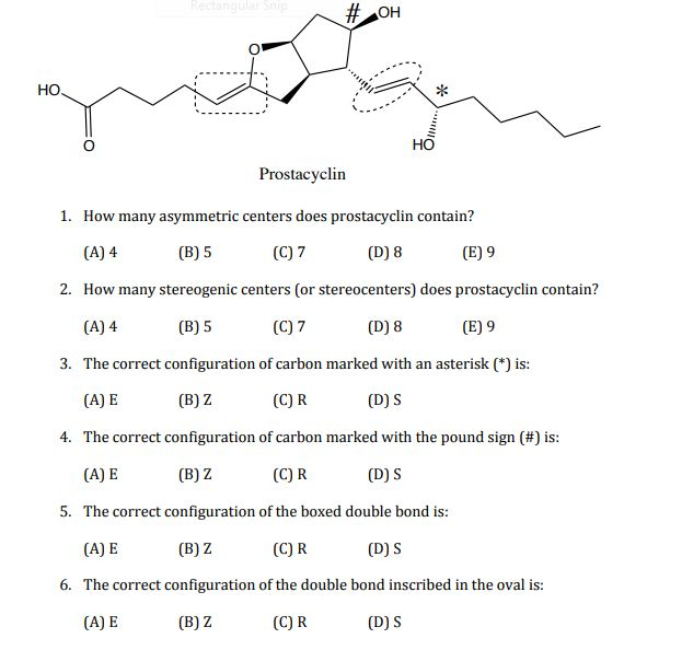 Solved OH HO HO Prostacyclin 1. How many asymmetric centers | Chegg.com