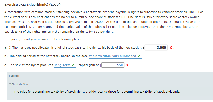 Solved Exercise 5-23 (Algorithmic) (LO. 7) A corporation | Chegg.com Solved Exercise 5-23 (Algorithmic) (LO. 7) A corporation | Chegg.com