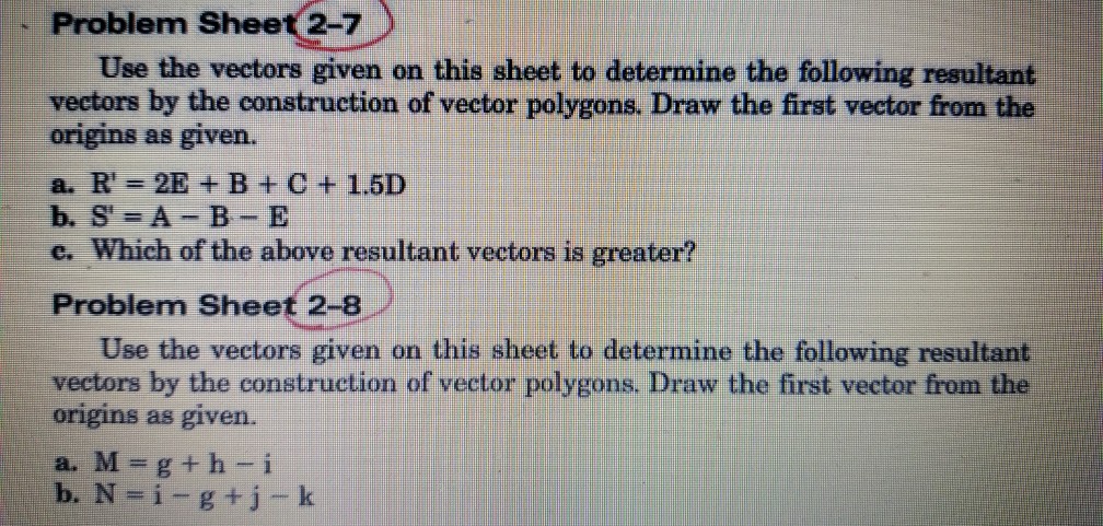 Solved Vector Addition and Subtraction Problem Sheet 2-3 , | Chegg.com