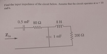 Solved find the input impedance of the circuit below. Assume | Chegg.com