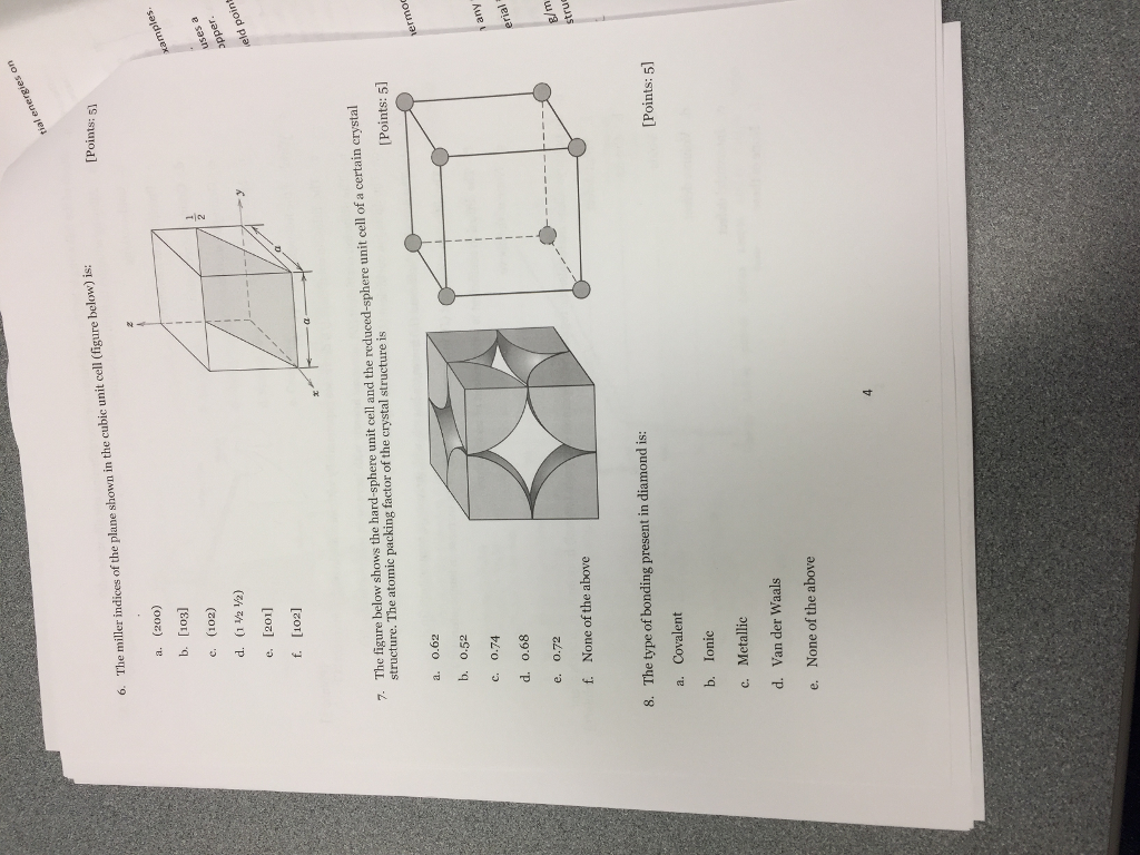 Solved [Points: 51 The miller indices of the plane shown in | Chegg.com