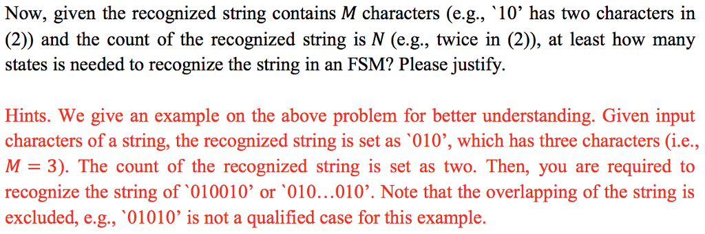 Solved Now, given the recognized string contains M | Chegg.com