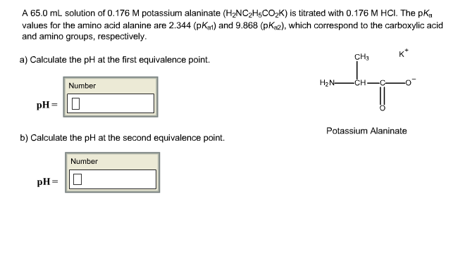 Solved A 65.0 mL solution of 0.176 M potassium alaninate | Chegg.com