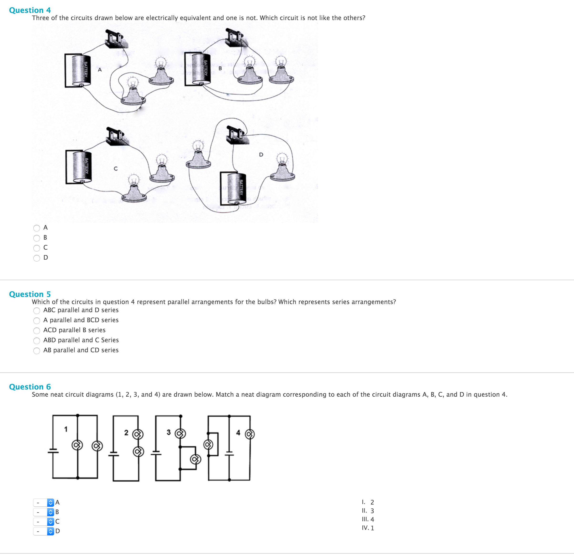 Solved Three of the circuits drawn below are electrically | Chegg.com