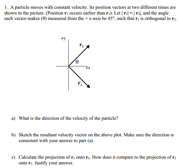 Solved 1. A particle moves with constant velocity. Its | Chegg.com