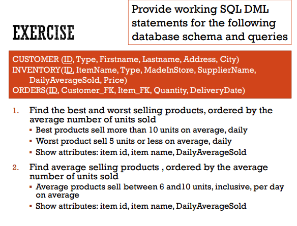 Solved Provide working SQL DML statements for the following | Chegg.com Solved Provide working SQL DML statements for the following | Chegg.com