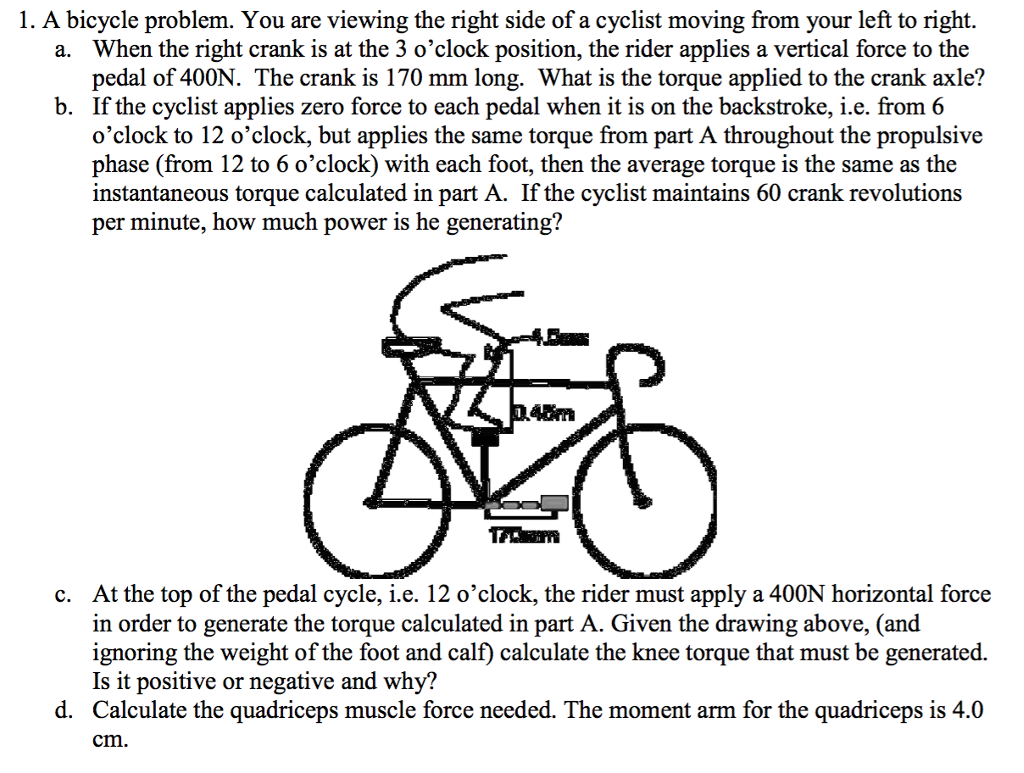 Solved A bicycle problem. You are viewing the right side of | Chegg.com
