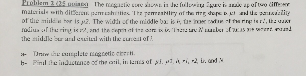 Solved Problem 2 (25 points) The magnetic core shown in the | Chegg.com