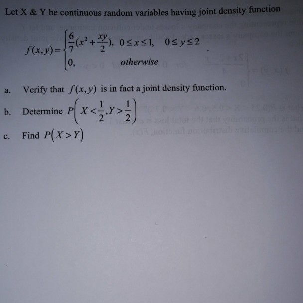 Solved Let X & Y be continuous random variables having joint | Chegg.com