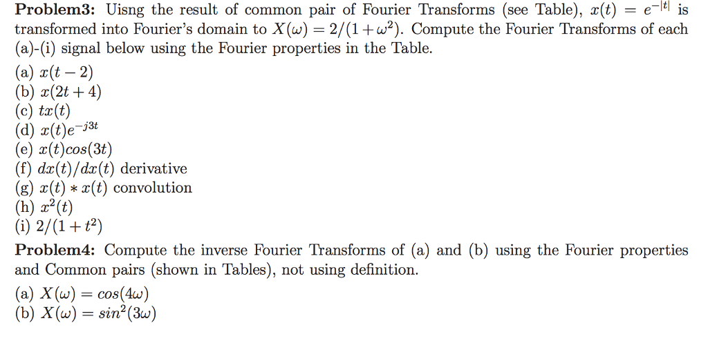 Solved Problem3: Usng the result of common pair of Fourier | Chegg.com