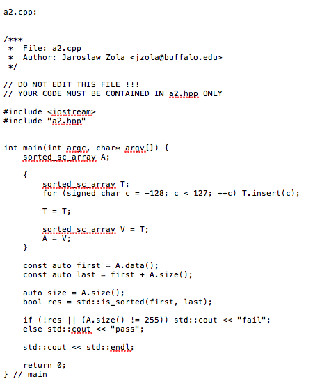 4. Implement missing elements in a2.hpp taking into | Chegg.com