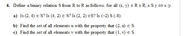 Solved Define a binary relation S from R to R as follows: | Chegg.com