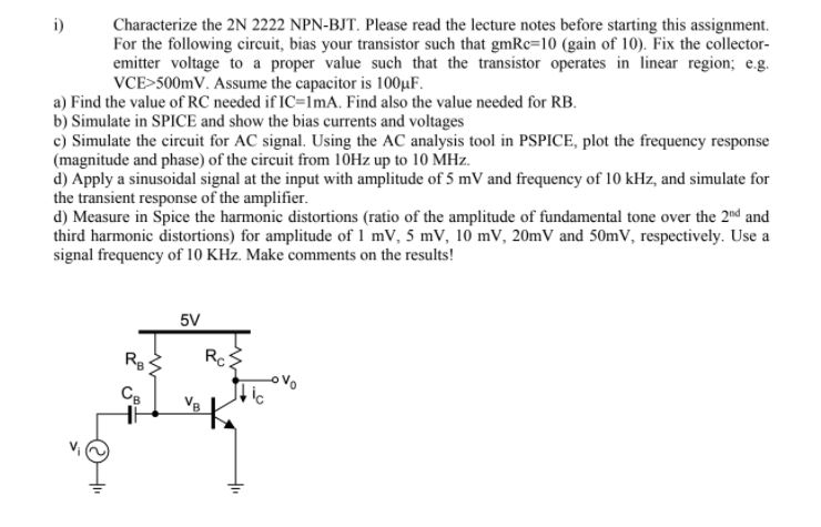 Characterize the 2N 2222 NPN-BJT. Please read the | Chegg.com