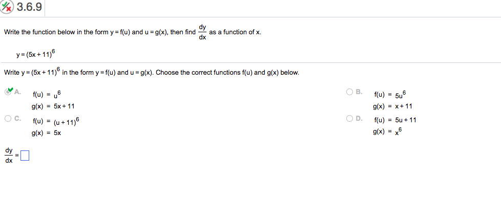 Solved Write the function below in the form y = f(u) and u = | Chegg.com