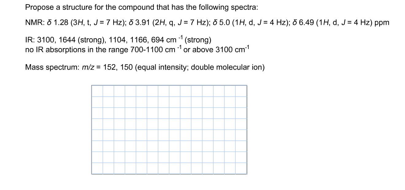 Solved Propose a structure for the compound that has the | Chegg.com