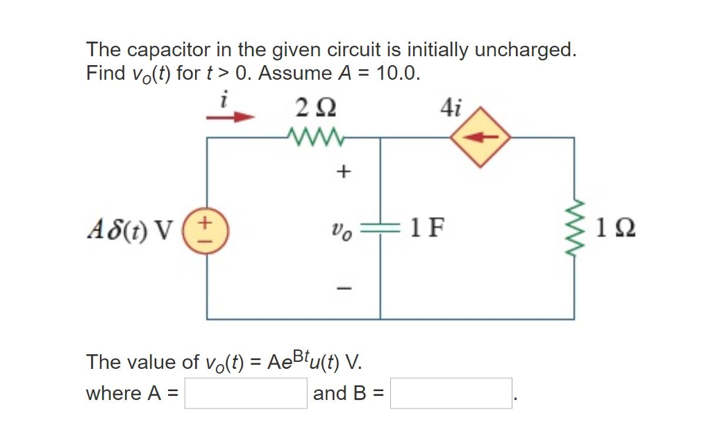 Solved The capacitor in the given circuit is initially | Chegg.com
