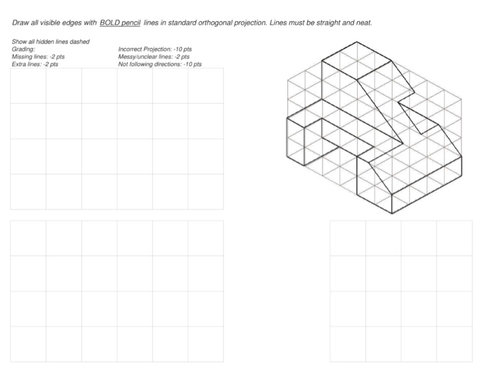 Solved Draw all visible edges with BOLD pencil lines in | Chegg.com