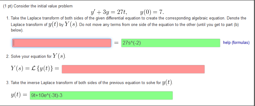 Solved 1 Pt Consider The Initial Value Problem Y 3y