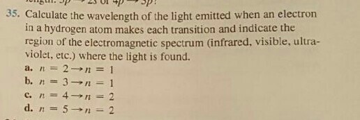 Solved 35 Calculate The Wavelength Of The Light Emitted