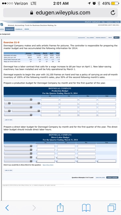 Solved Donegal Company makes and sells artistic frames for | Chegg.com