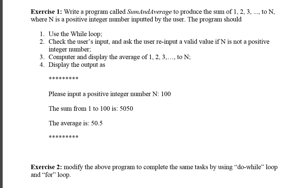 Solved Write a program called SumAndAverage to produce the | Chegg.com