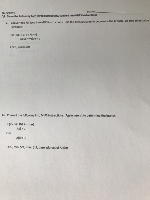 Solved Given the following high level Instructions, convert | Chegg.com