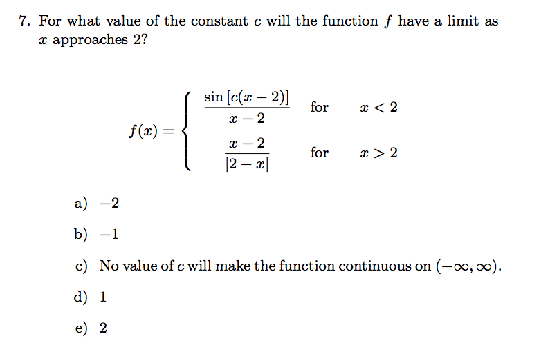 Solved 7. For what value of the constant c will the function | Chegg.com