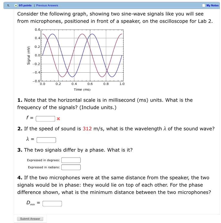 Solved 1. 0/5 points | Previous Answers My Notes Consider | Chegg.com