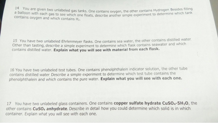 Solved You are given two unlabeled gas tanks. One contains | Chegg.com