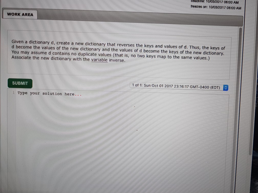 Solved dBadine: 10/03/2017 06.00 AM freezes on: 10/03/2017 | Chegg.com