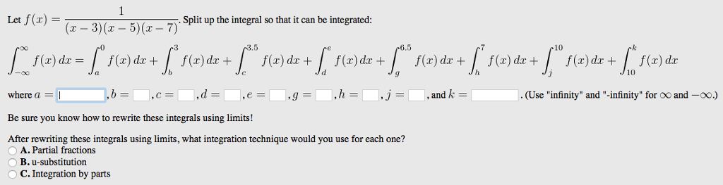 Solved Let f(x) Split up the integral so that it can be | Chegg.com