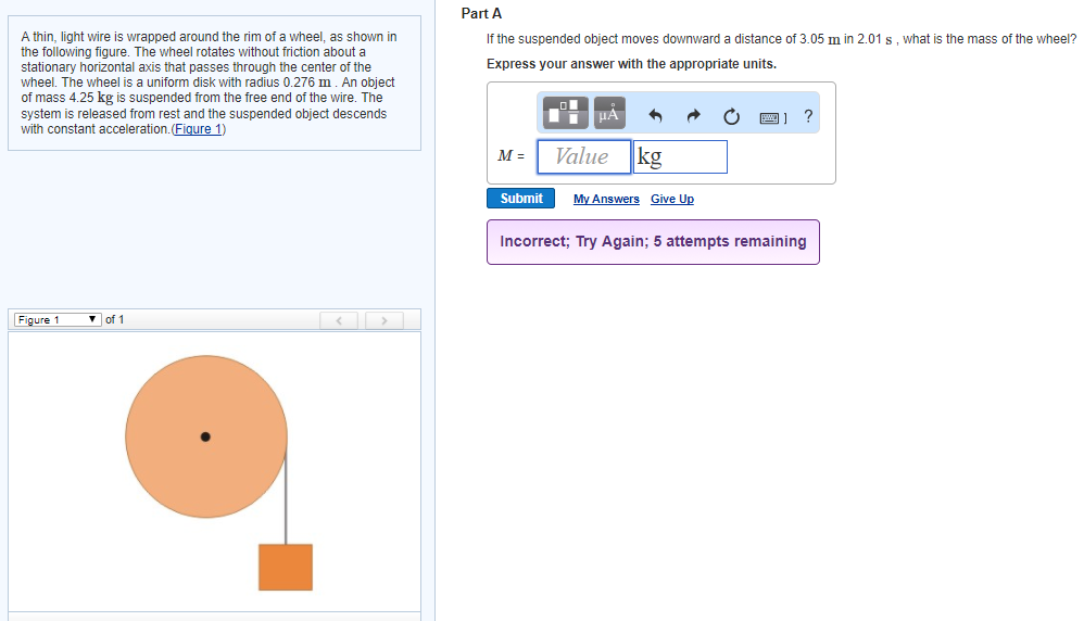 Solved Part A A thin, light wire is wrapped around the rim | Chegg.com