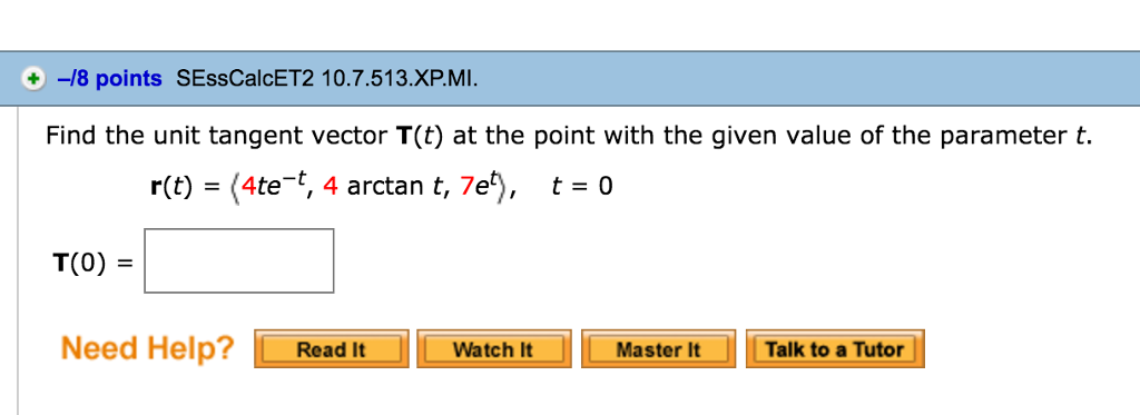 Solved Find the unit tangent vector T(t) at the point with | Chegg.com