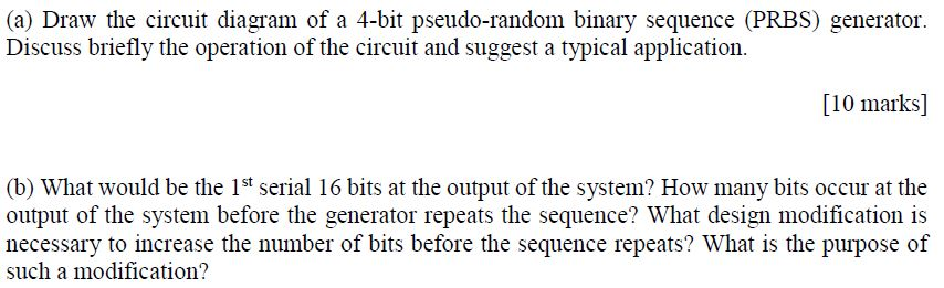 Solved A Draw The Circuit Diagram Of A 4 Bit Pseudo Random 9893