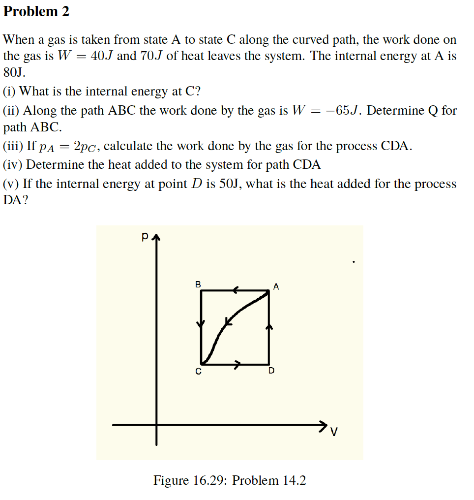 Solved When a gas is taken from state A to state C along the | Chegg.com