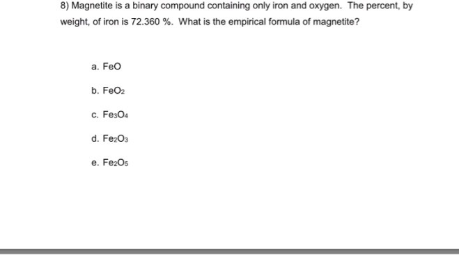 Solved Magnetite is a binary compound containing only iron | Chegg.com