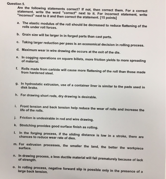 Solved Are the following statements correct? If not, then | Chegg.com