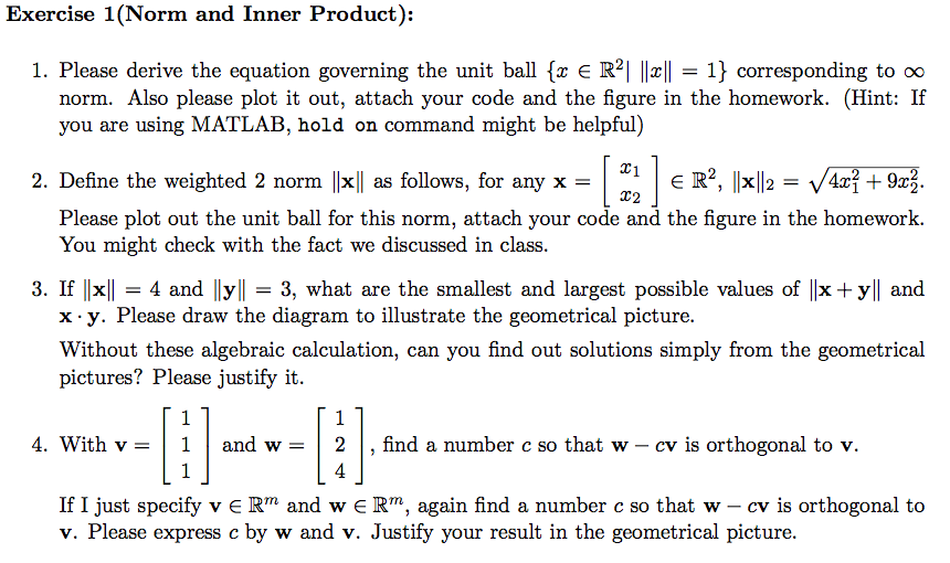 Please derive the equation governing the unit ball {x | Chegg.com